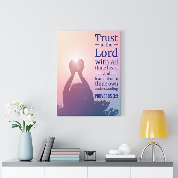 Blue Elephant Trust In The Lord Proverbs 3:5 - Wrapped Canvas Typography | Wayfair.co.uk